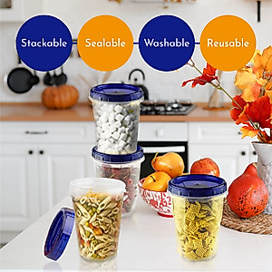 Soup Freezer Storage Containers With Twist Top lids [32 Oz - 9 Pack] Reusable Plastic Food Container with Screw On Lids, leak proof, Airtight, Stackable, Microwave Safe BPA Free