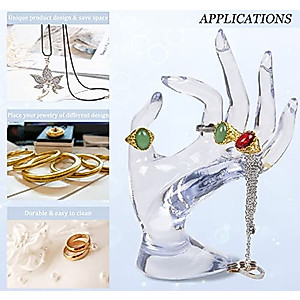 ChezMax Jewelry Display Holder, Hand Bracelet Ring Rack, Polyresin Necklace Stand, Women Mannequin Decorative Organizer, Transparent, for Home & Store, with 2 PCS Cone Ring Holder
