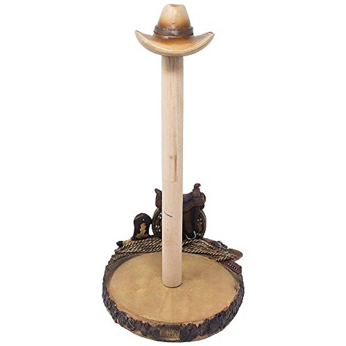 Decorative Country Western Paper Towel Holder with Cowboy Hat, Horse Saddle, Cowboy Boots and Horseshoes for Kitchen Countertop Decor As Gifts for Cowboys