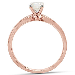 SAVEARTH DIAMONDS 1/3 ct. t.w Round Cut Lab Created Moissanite Diamond Solitaire Engagement Ring For Women In 14K Rose Gold Over Sterling Silver (VVS1 Clarity, 0.35 Cttw)-7.5