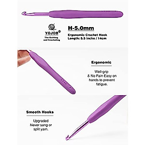 1Pack Size H / 5.0mm Crochet Hook, Super Smooth & Ergonomic for Beginner and Advanced (5.0mm-H)