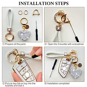 TX-INNO AUTO Crystal Car Keychain for Women with Sparkly Rhinestones Pink Heart Shape, Pretty Key Chains for Girls Birthday Christmas Easter Valentines Day Mothers Day Gifts