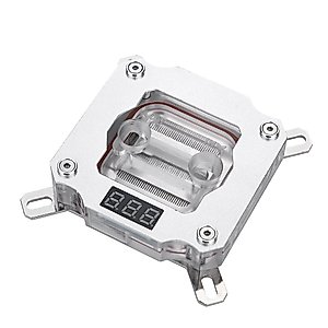 ASHATA CPU Waterblock,Richer-R Computer PC CPU Water Cooling Block Waterblock Liquid Cooler Copper Base with Temperature Display for