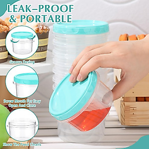 Suclain 24 Pcs 8.5 oz Meal Container Twist Cap Food Storage Containers Sturdy Plastic Snack Containers Reusable Round Freezer Containers for Food Lunch(Blue)