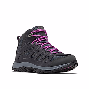 Columbia womens Crestwood Mid Waterproof Boot Hiking Shoe, Graphite/Bright Plum, 9.5 Wide US