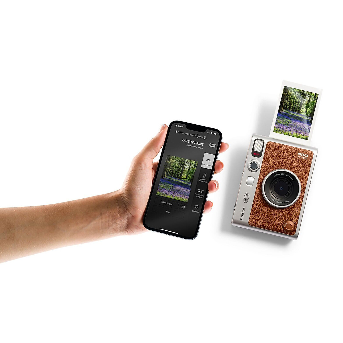 Fujifilm Instax Mini EVO Hybrid Brown Instant Camera | Fuji Instax Mini Twin Pack Instant Film | 32GB microSD | Camera Case - Bundle