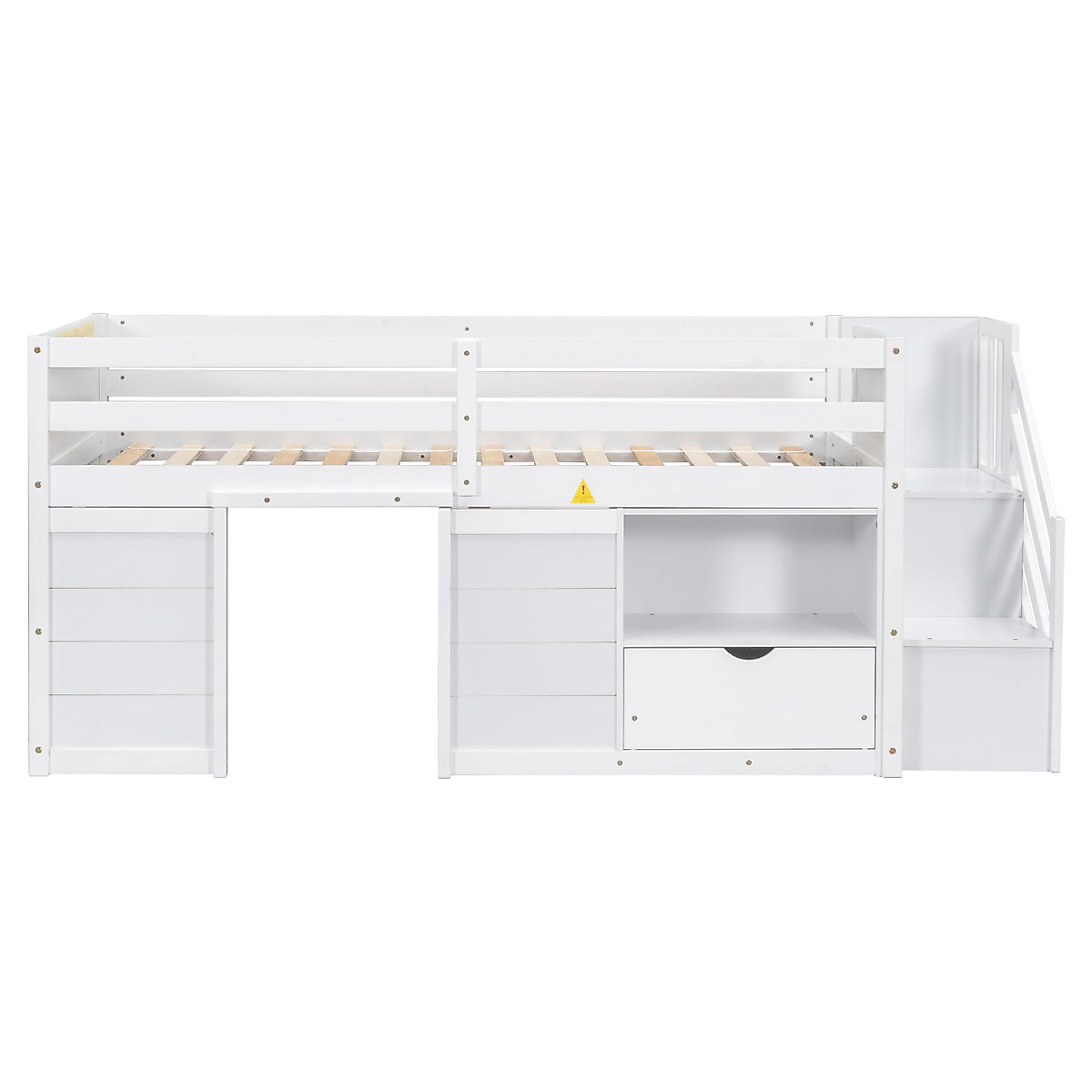 Harper & Bright Designs Twin Size Low Loft Bed with Storage,Wood Kids Loft Bed with Stairs,Loft Bed Twin with Shelf and Drawer Underneath,Space-Saving Twin Bed for Girls Boys,White