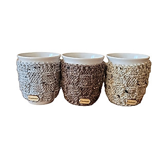 Coffee tea Mug Cozy gift box with 3 units, knitted mug cover, coffee mug sleeve, mug accesory