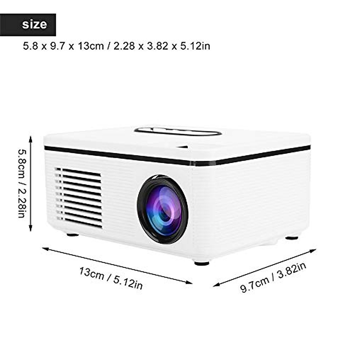 Portable Projectors,HD 1080P Supported 400 Lm LED WiFi Video Projector Home Theater with 100 Inch Projection Size and 1000: 1 Contrast Support USB, HDMI, AV Interface for Desktop / DVD (White)
