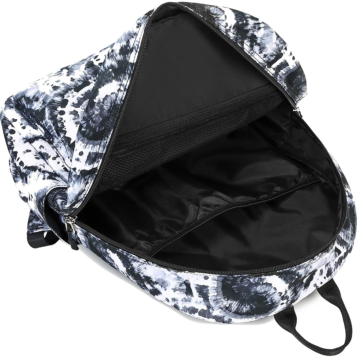 Joyfulife Girls Backpacks, Tie Dye Backpack for Girls Kids Bookbags School Backpack with Lunch Box (Tie Dye Black)