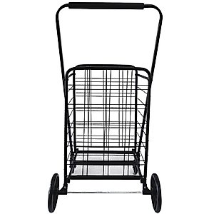 SereneLife Collapsible Utility Cart, Portable Foldable Shopping and Laundry Wagon with Detachable Basket, Heavy-Duty Easy Glide Wheels and Soft Foam Covered Handle, Transport Jumbo Loads & Heavy Items