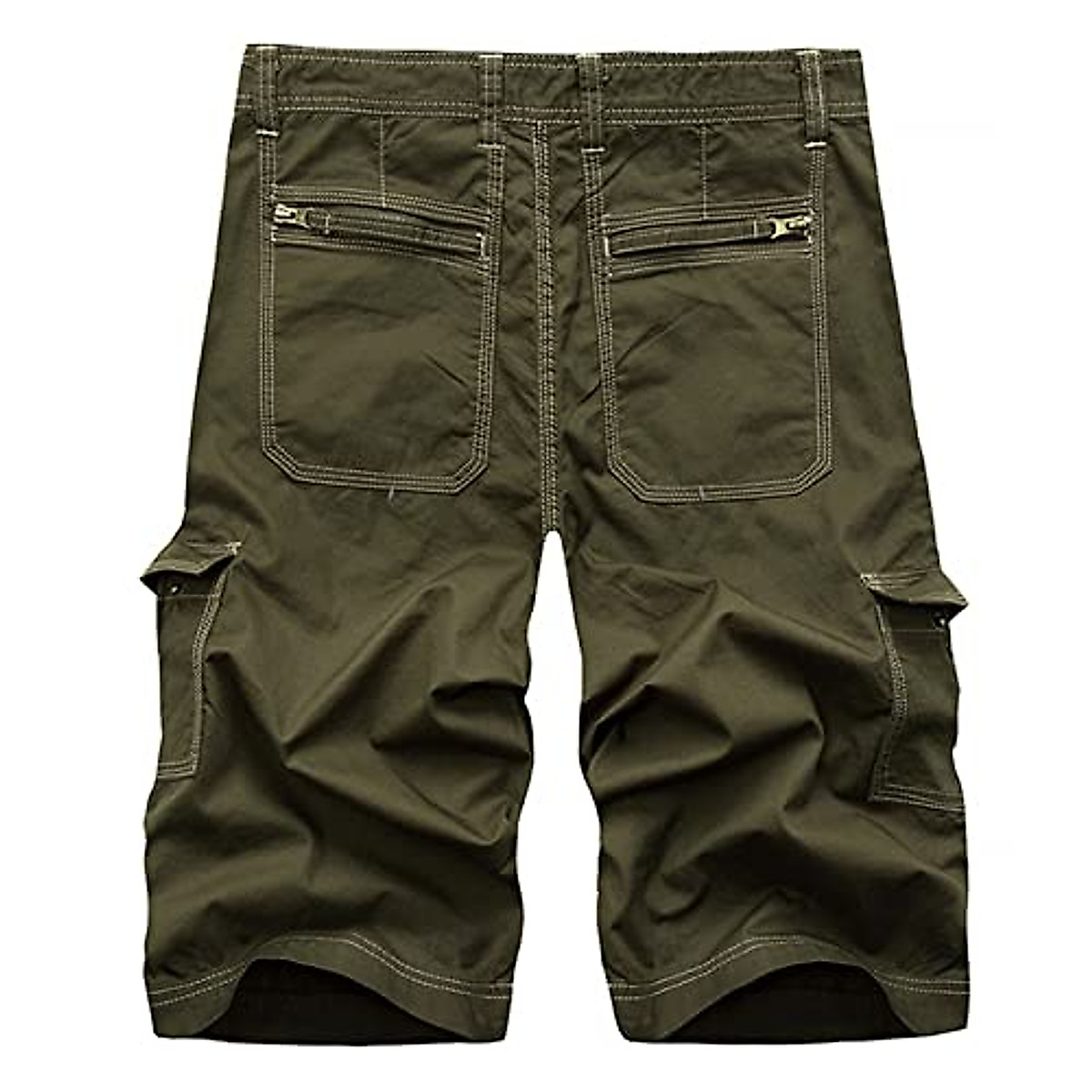 Men Cargo Shorts Long Khaki Cargo Shorts for Men 2023 Casual Loose Buckle Zipper Multi Pockets Tooling Shorts Regular Fit Outdoor Pants Mens Linen Shorts 7 Inch Inseam Slim Fit Army Green L