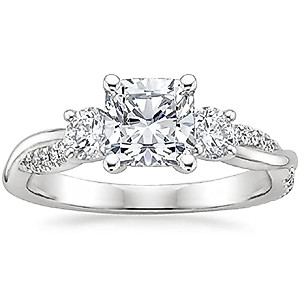 JEWELERYIUM 2 CT Cushion Cut Colorless Moissanite Engagement Ring, Wedding/Bridal Ring Set, Solitaire Halo Style, Solid Sterling Silver Vintage Antique Anniversary Bridal Jewelry Diamond Ring (10)
