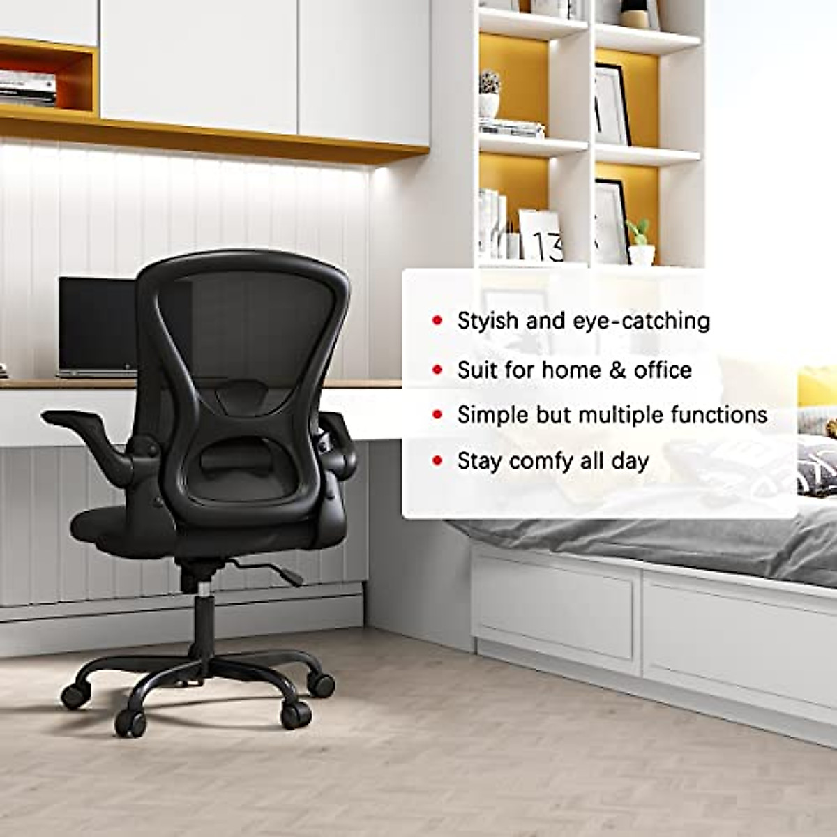 Sytas Home Office Chair Ergonomic, Mesh Desk Chair Lumbar Support, Ergonomic Computer Chair Adjustable Armrest