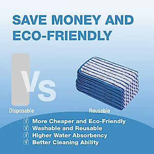 DIRT RUSHER 6 Pack Microfiber Cleaning Mop Pads: Reusable/Washable Floor Cleaning Wet Pads Replacement for Hard Surface Laminate Wood, Fit for Bona Family of Mops,ATDSS76001TB