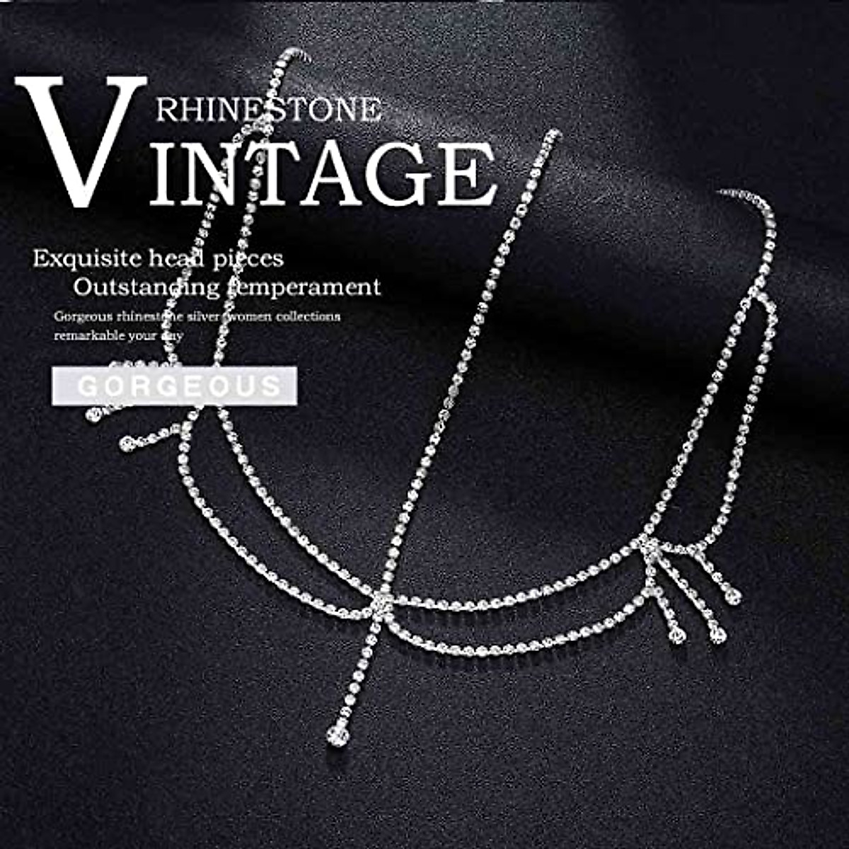 Fdesigner Crystal Head Chain Silver Bride Rhinestone Tassel Hair Chain Wedding Pendant Headpieces Jewelry Pageant Costume Hair Accessories for Women