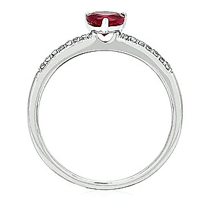 1 1/5 CT Heart Shape Simulated Pink Ruby & White Cubic Zirconia Wedding Engagement Ring in 14K White Gold Plated 925 Sterling Silver (1.20 Cttw) Ring Size -4