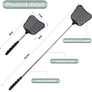 Telescopic Fly Swatters,Heavy Duty Plastic Fly Swatter,Telescopic Fly Swatters Indoor Mosquito,Flyswatter with Stainless Steel Handle for Outdoor Rustic Bug Swatter Flies,Mosquitoes and Bees