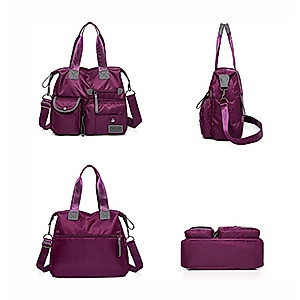 YAQUNICER Women Soft Casual Nylon Tote Satchel Diagonal Crossbody Shoulder Messenger Handbags Clutches-Blue