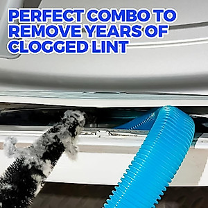 Holikme 2 Pieces Dryer Vent Cleaner Kit, Dryer Lint Vacuum Attachment and Flexible Dryer Lint Brush, Vacuum Hose Attachment Brush, Blue