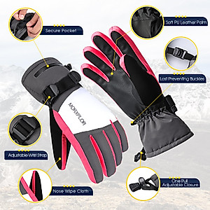MORXPLOR Ski Snow Gloves for Men Women,3M Thinsulate Insulated Warm Winter Snowboard Gloves,Waterproof Windproof Winter Touchscreen Snowmobile Gloves for Cold Weather