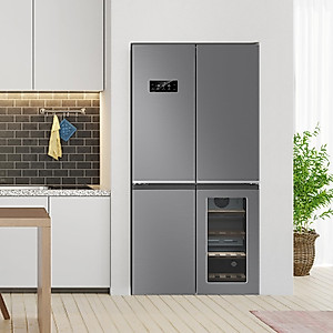 GarveeHome 21 Cu.ft French Door Counter Depth Refrigerator, Large Capacity Refrigerator and Freezer, 36 Inch Fridge with Bottom Freezer, Interior LED Light, Wine Cabinet