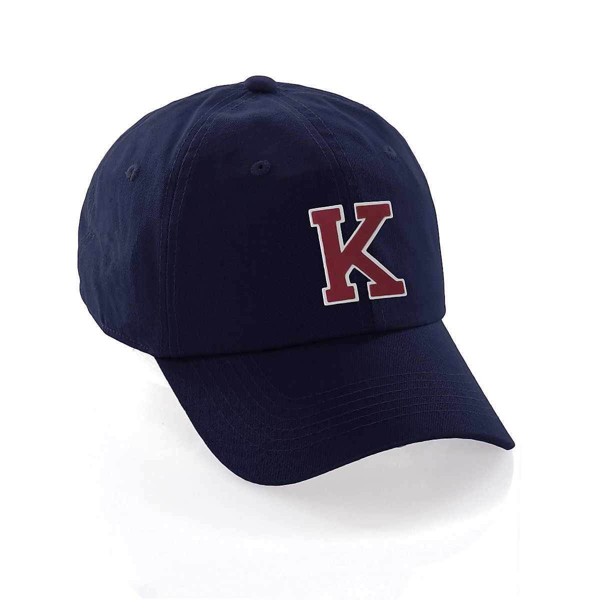 I&W Hatgear Customized Letter Intial Baseball Hat A to Z Team Colors, Navy Cap White Red Letter K