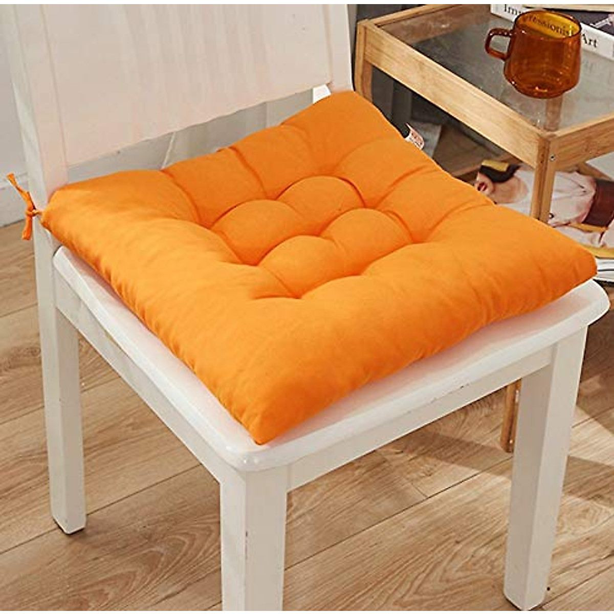 Chair Pads Seat Cushion with Ties,Outdoor Indoor Soft Thicken Comfy Seat Pads Cushion Pillow,Dining Room Kitchen Chair Cushions for Home Office Car Patio Furniture Garden Decoration (J/Yellow)