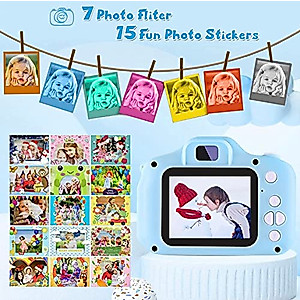 Kids Digital Cameras, Children's Gifts, Camera Digital Toys with 32 GB Memory Card and Reader (Blue)