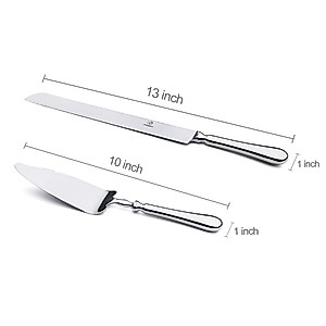 OTW PAVILION 2 Piece Wedding Cake Knife and Server Set,18/10 Stainless Steel Cake cutting Set Pie Server Cake Cutter Knife for Birthday,Anniversary,Holiday,Baby Shower,Party