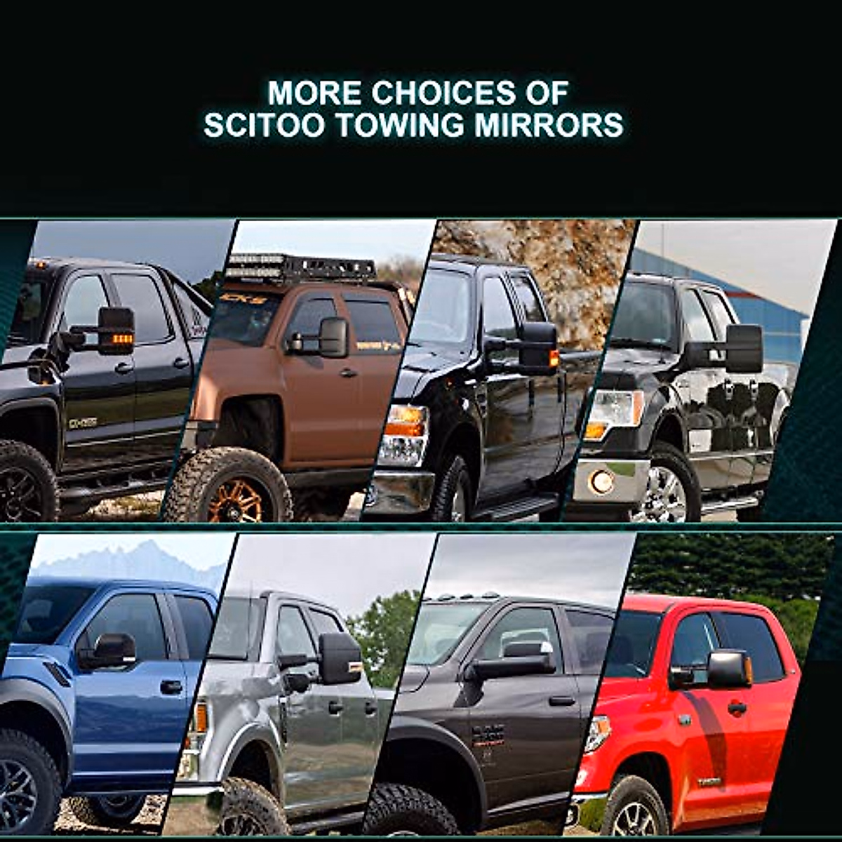 SCITOO Towing Mirrors fit for Chevy for GMC Exterior Accessories Mirrors fit for C1500 C2500 C3500 K1500 K2500 K3500 1988-1998 with Convex Glass Manual Controlling and Telescoping Features