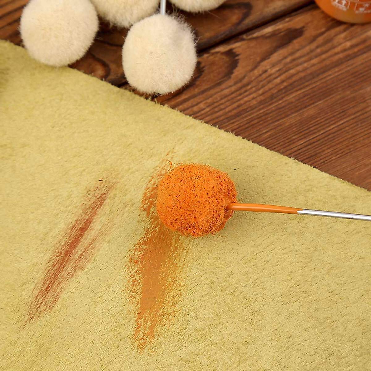 BUTUZE 25 Pcs Wool Daubers Wool Daubers Ball Brush Leather Dye Tool with Metal Handle Wool Daubers for Leather Dyes for DIY Crafts Projects