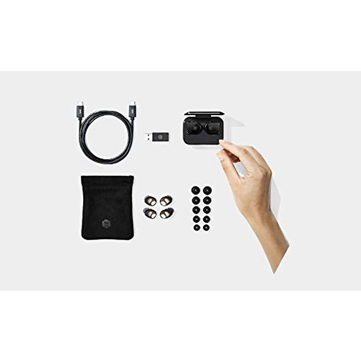 MASTER & DYNAMIC MW07 True Wireless Earphones - Bluetooth Enabled Noise Isolating Earbuds - Lightweight Quality Earbuds for Music, Piano Black (MW07PB) (Renewed)