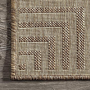nuLOOM Asha Simple Border Indoor/Outdoor Area Rug, 5' x 8', Light Brown