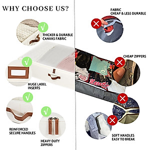 FLYBOX 55L Large Under Bed Storage Box 2-pack, Clothes Underbed Organizer Containers with Durable Fabric, Collapsible Closet Under the bed Storage Bags, 33" L x 16.5" W x 6" H, Beige