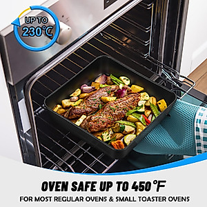 P&P CHEF Square Baking Pan, 8 Inch Square Cake Lasagna Brownie Pan for Nonstick Baking Roasting, Stainless Steel Core with Non-stick Coating, Oven & Freezer Safe, Non-toxic & Easy Cleaning