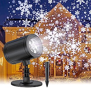 Barhootao Christmas Projector Lights Outdoor Snowflake Projector Lights Outdoor Waterproof LED Landscape Projection Rotating Snowflake Projector Decorative Lighting for Xmas House Party Holiday