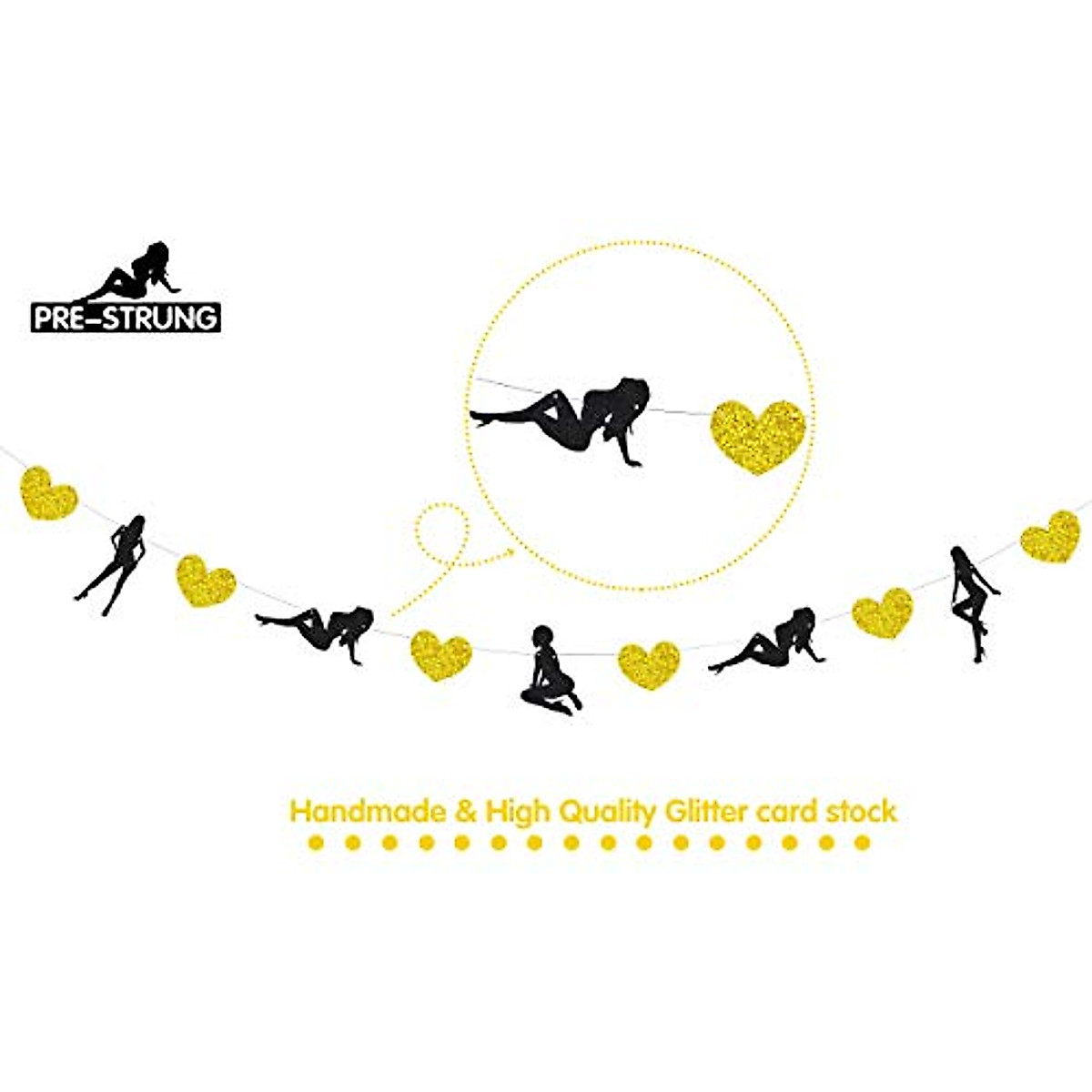 KAPOKKU Handmade Glitter Funny Banner Female Dancers Strippers Banner for The Bachelor Bachelorette Party Naughty Dirty Hen Party Engagement Bridal Shower Valentines Day Wle Dancers Strippers Banner