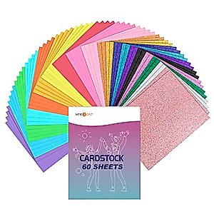 HTVRONT Colored Cardstock Paper Bundle, 60 Sheets 20 Colors, Glitter Cardstock and Colored Card Stock 8.5 x 11in, Thick Glitter Cardstock for Cricut Machine, Christmas Birthday Wedding Party Decor