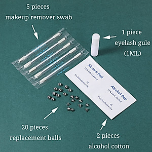 ZS 20Pcs Fake Eyebrow Rings Nose Lip Labret Studs, 4mm 5mm Replacement Ball Cone with Eyelash Glue, Non-Piercing Body Jewelry Fake Skin Piercing (4mm)