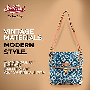 SIXTEASE Womens Shoulder Bag Vintage Style Shoulder Bags for Women - Made with Genuine Leather, Upcycled Canvas, or Hair On - Handmade, Adjustable Strap, Brass and Zinc Hardware - Legacie