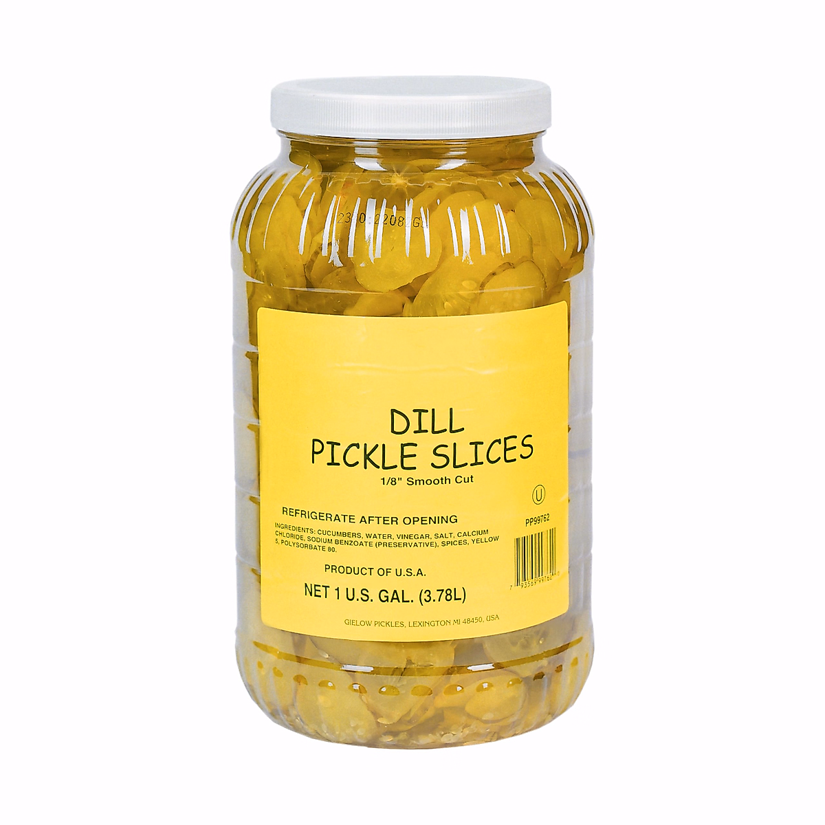 1 Gallon Smooth Cut 1/8" Dill Pickle Slices Perfect for home, restaurant, kitchen, cheaseburger,hamburger.