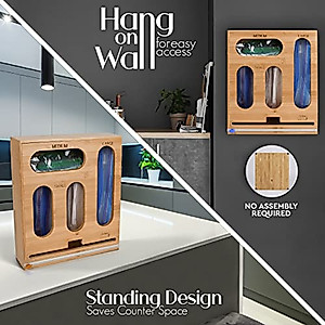 Night Tree Plastic bag storage organizer - Ziplock Sandwich bag organizer for kitchen plastic bag storage or Wall Mount - 5 in 1 Includes Plastic Wrap or Foil dispenser with Cutter