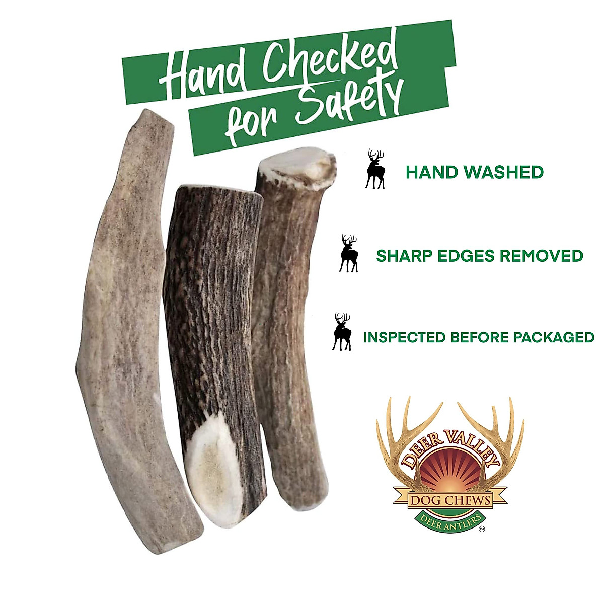 Deer Valley Dog Chews (XL Single, 6-8 Inches) Premium Deer Antler Dog Chew - Long Lasting Dog Bone for Large Breeds and Aggressive Chewers