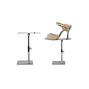 Greneric 2 Pack Stainless Steel Shoe Rack Sandals Display Stand High Heel Shoe Riser Men Leather Shoe Shelf Adjustable Height Pallet Stand Shoe Display Prop Rack for Shop,Clothing Store (Mirror)