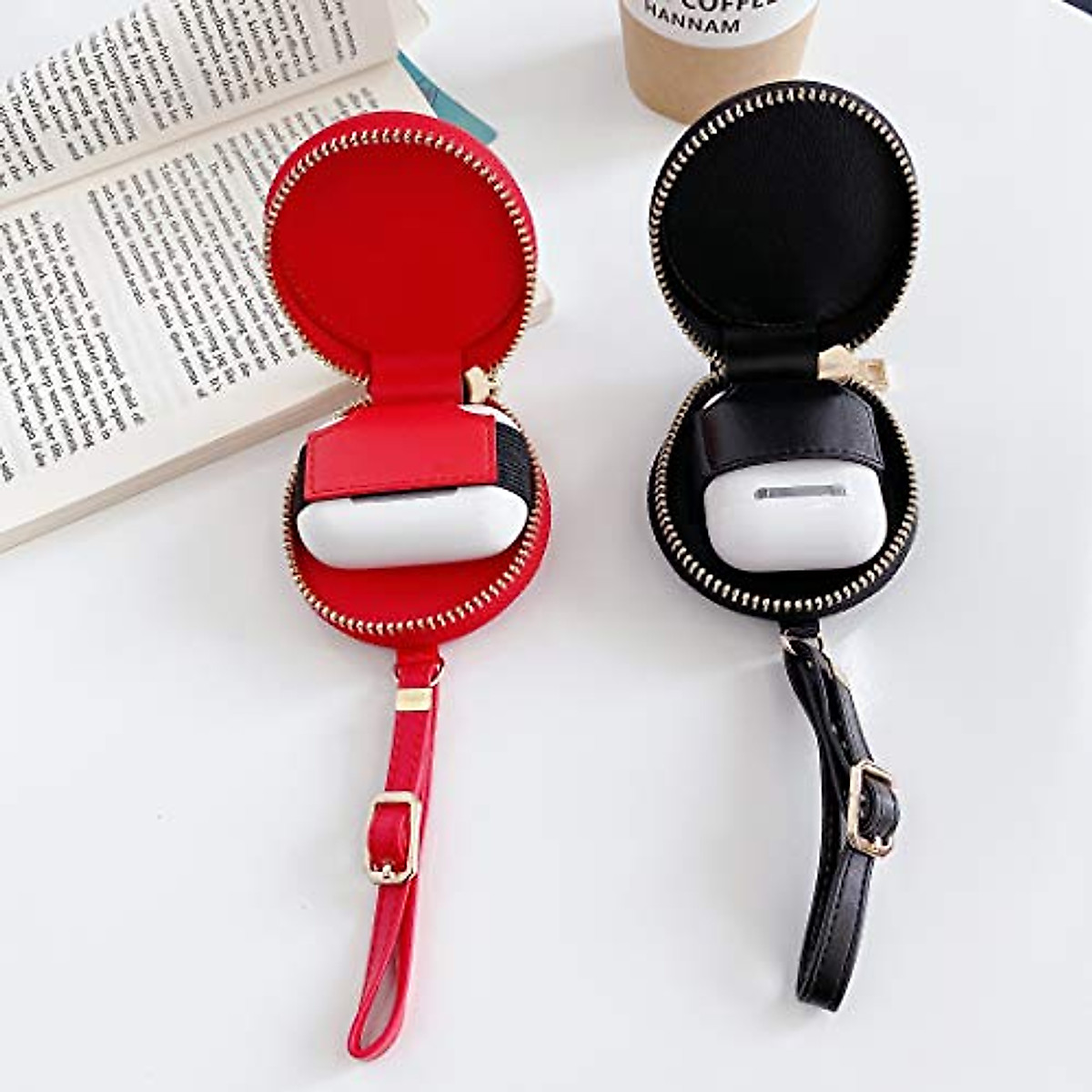 for AirPods 1/2 and Pro Leather Case with Chain, PU Leather Case Shockproof Cover for Both Apple AirPods 1/2 and Pro/Pro2 Case, Universal Portable Leather case(for Airpods 1/2/Pro/Pro 2, YSL Black)