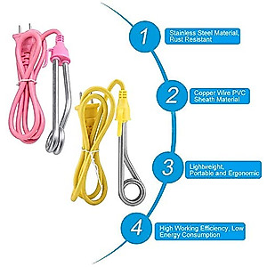 Portable Water Heater, Immersion Water Heater, Immersion Heater, Heater Element 220V 600W Portable Reheater Travel Kit Great for Heating Boiling Chocolate Coffee Tea Drinking Water