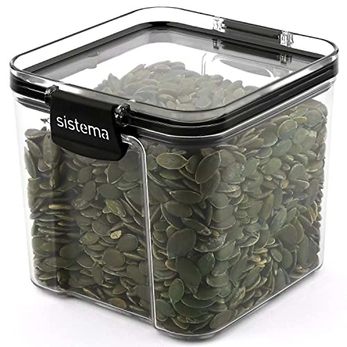 Sistema Ultra Collection Square Food Storage Container, 23.6 oz./0.7 L, Clear/Black