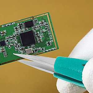 Excelta Tweezer, Straight Strong Tip Tweezers, Stainless Steel, Anti-Magnetic, Ergo-Grips, 5” Overall Length