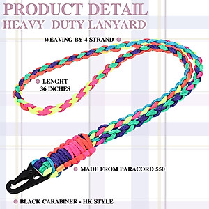 Frienda 2 Set Heavy Duty Paracord Lanyard Necklace Whistles Strap Braided 550 Keychain Lanyard for Outdoor Activities (Dark Camouflage)